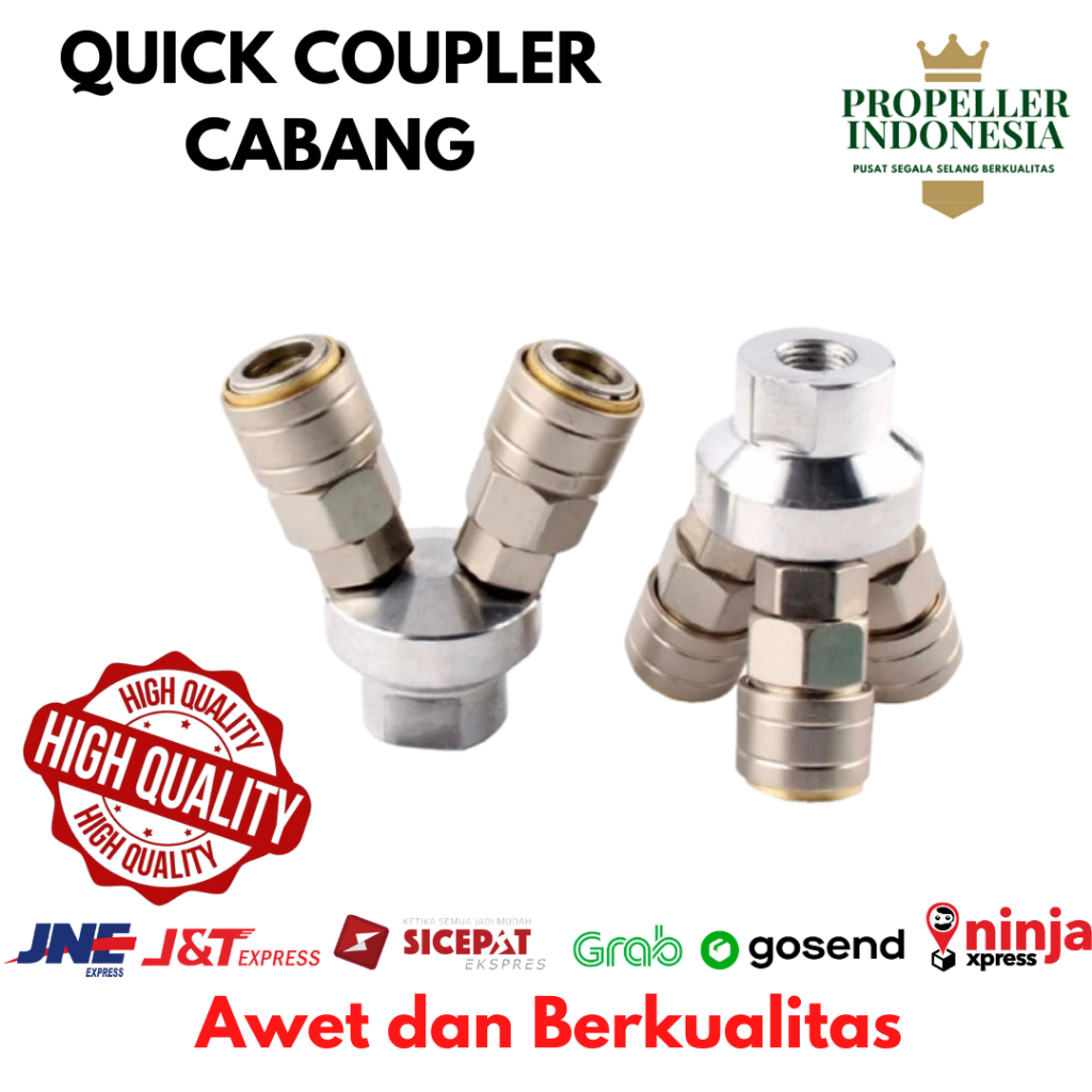 Jual Quick Coupling Cabang Coupler Kopler Sambungan Kompresor 2 Way 3 ...