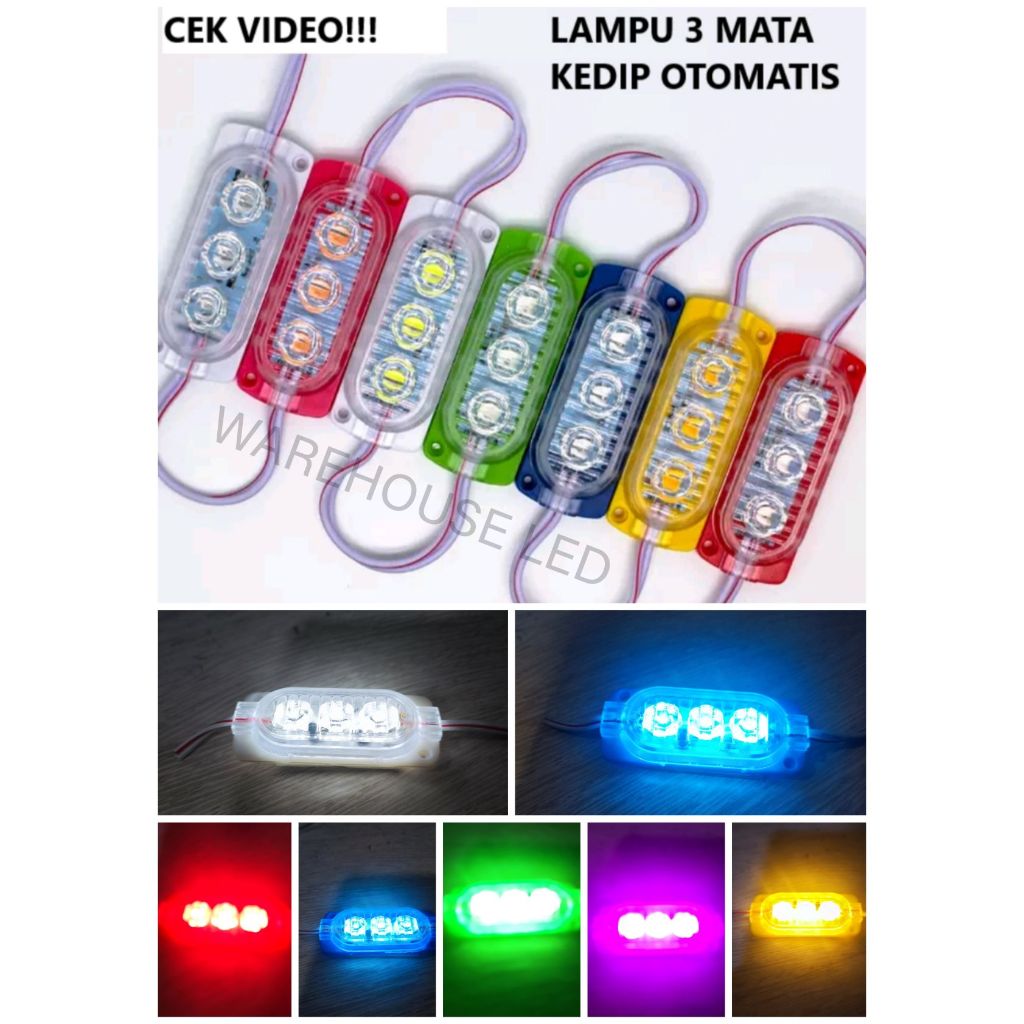 Jual LAMPU 3 MATA KEDIP OTOMATIS ULTRASONIC 12 VOLT 24 VOLT | Shopee ...