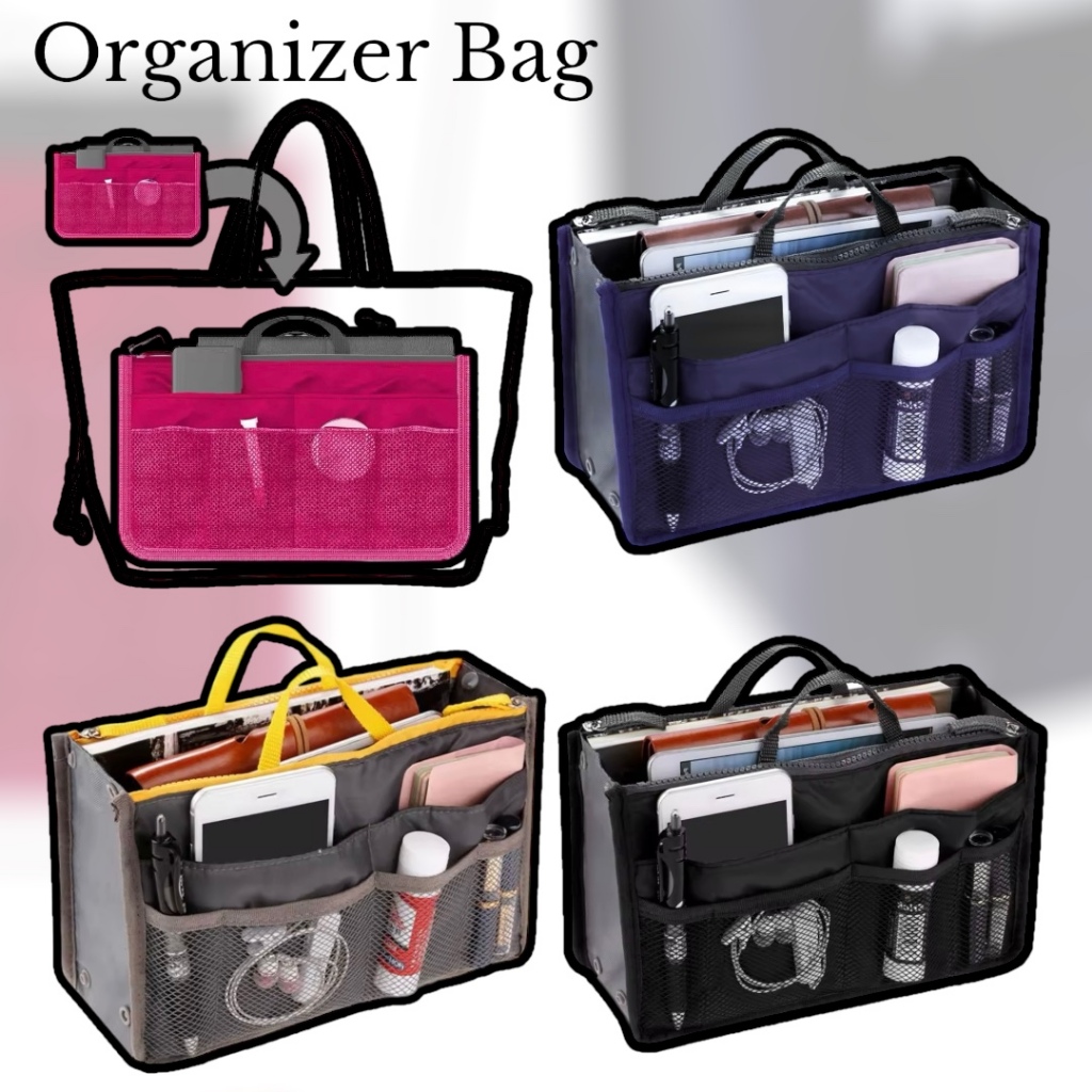 Jual Tas Organizer Travel Dual Zipper Bag in Bag Organizer Pouch Make ...