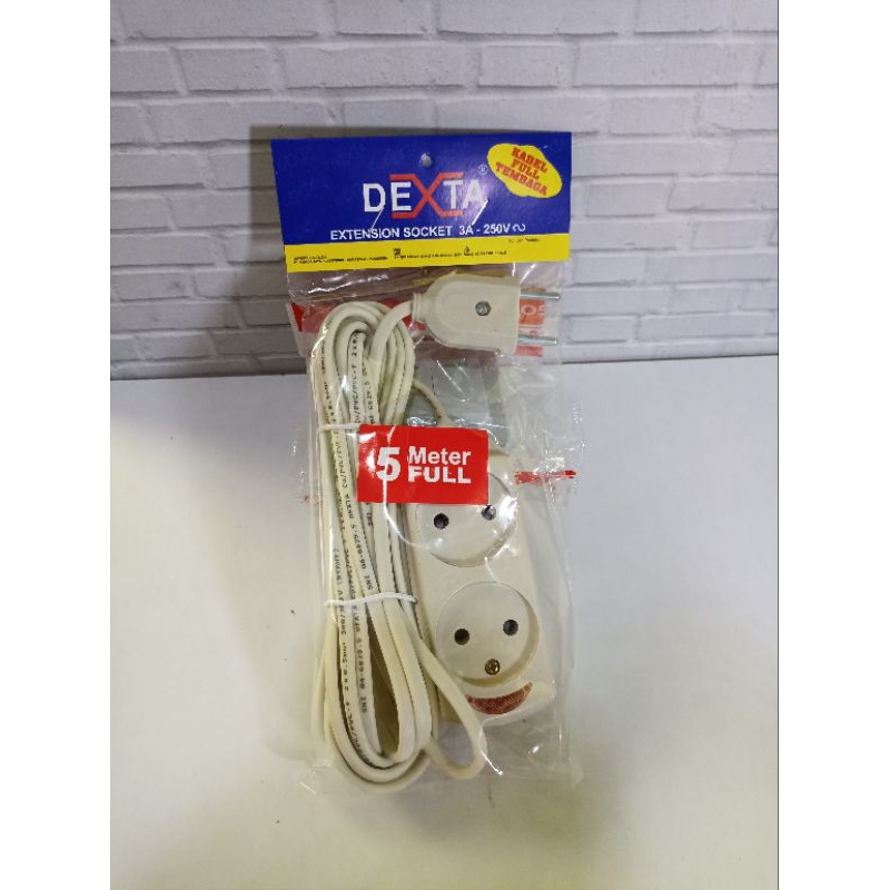 Jual Stop Kontak Listrik Gepeng 2 Lubang + Kabel 5 Meter Full SNI DEXTA ...