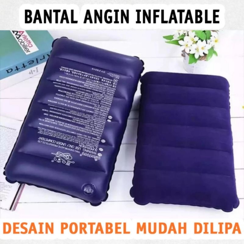 Jual Bantal Angin Tiup Inflatable PVC Bludru Ukuran Besar Biru | Shopee ...