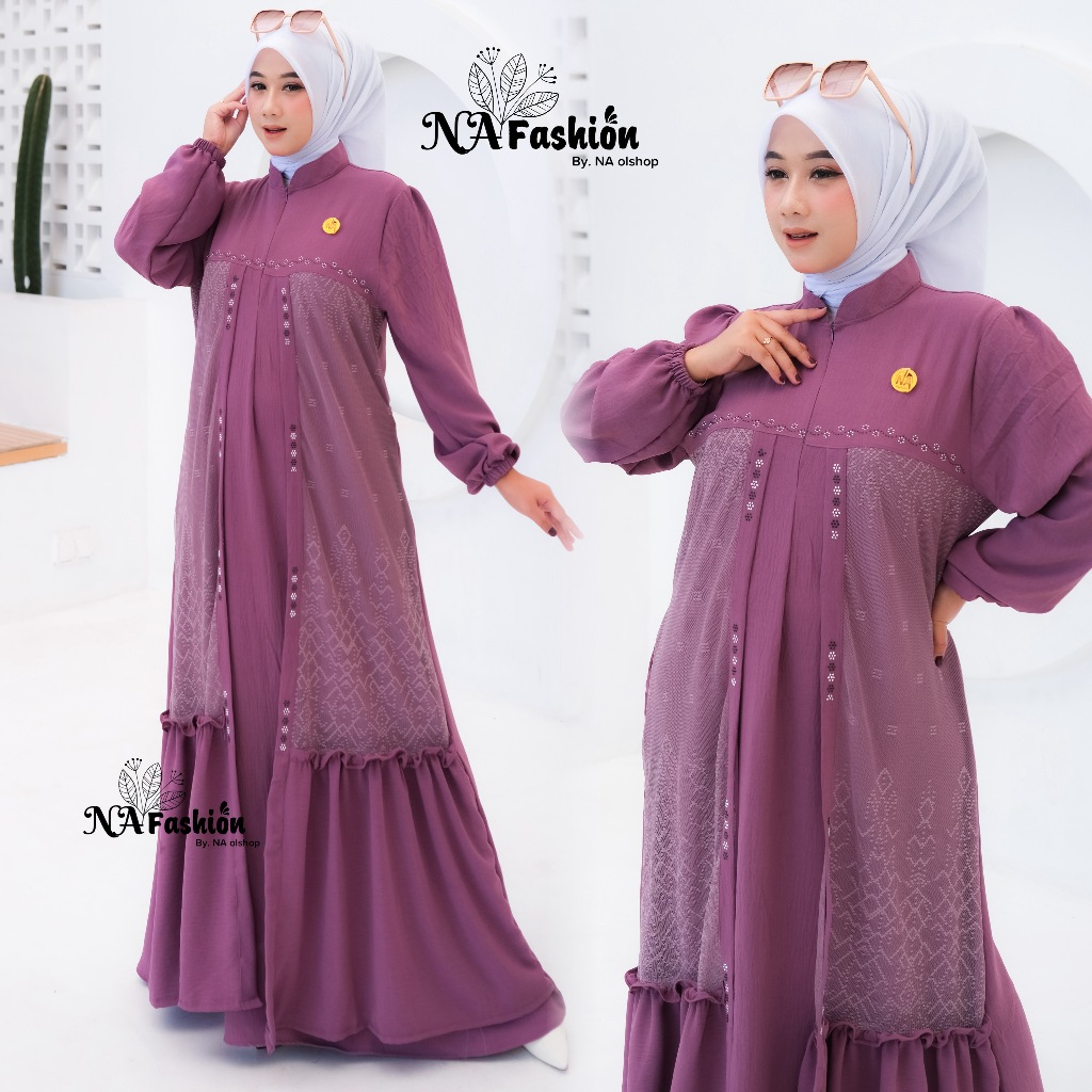 Jual ZEEPA DRESS Gamis Simple Cantik Elegan Murah Mewah Kombinasi ...