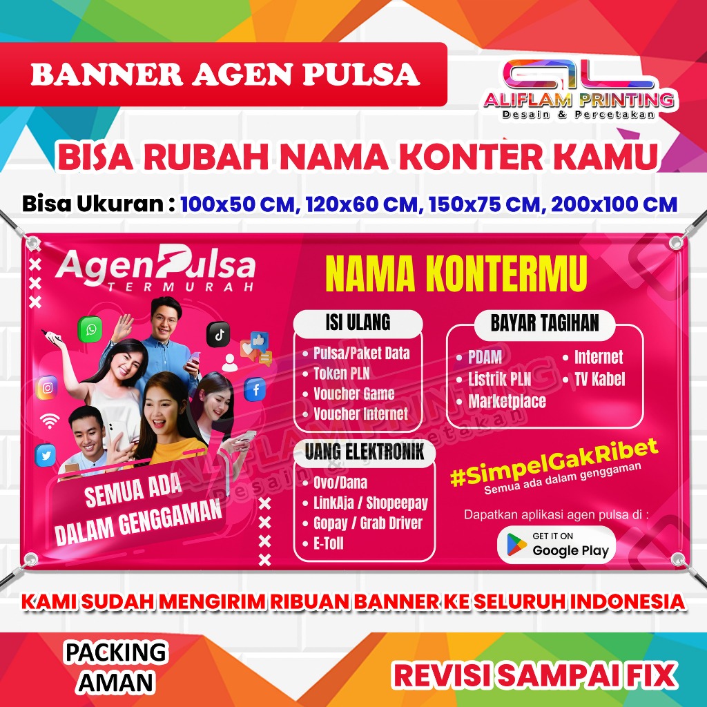 Jual CETAK BANNER SPANDUK AGEN PULSA TERMURAH | GRATIS DESAIN | Revisi sampai fix | Shopee Indonesia