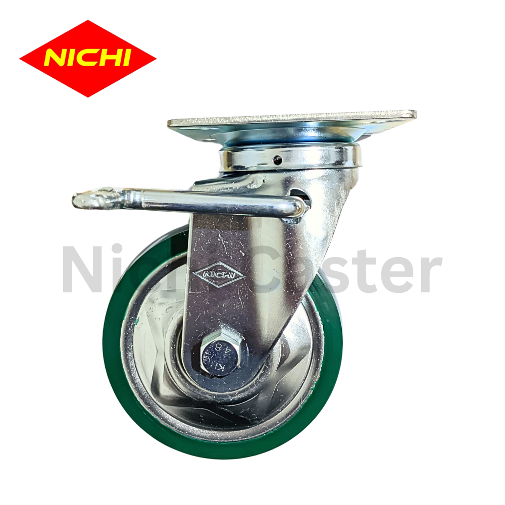 Jual Roda Trolley PU Japan Type Nichi Caster 4 Inch Hidup Rem (Swivel ...
