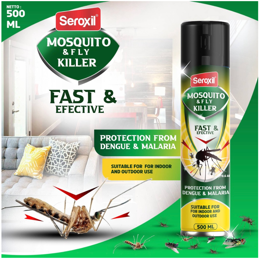 Jual Seroxil Aerosol Pembasmi Obat Nyamuk Semprot Serangga Lalat 450ml ...