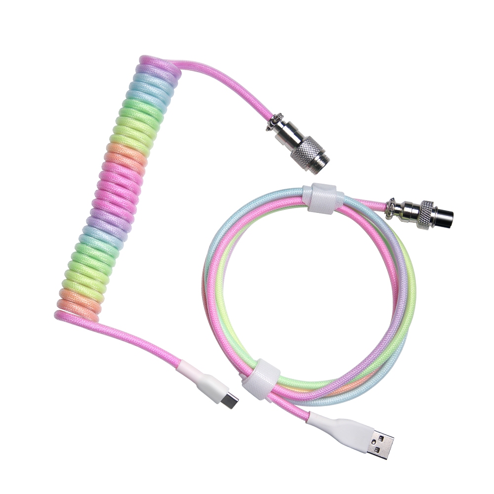 Jual Custom Make Single Sleeved PET Mechanical Keyboard Coiled USB to ...