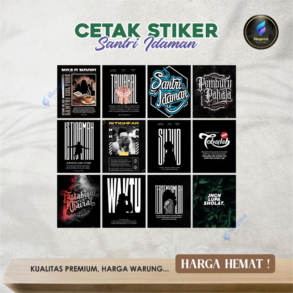 Jual Stiker kata kata santri idaman mertua, stiker islami (isi 42 pcs ...
