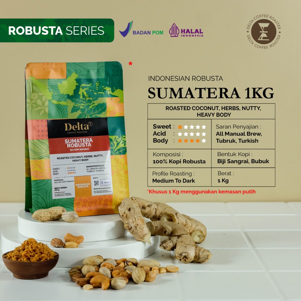 Jual Delta Coffee - Sumatera Robusta Medium to Dark Roast 1kg | Shopee ...