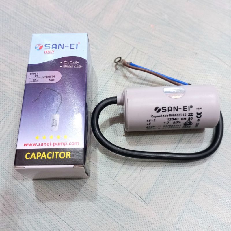 Jual Kapasitor Pompa Air 12 Uf Original San Ei Itali Capasitor Bulat 12 Mikro Sanei | Shopee ...