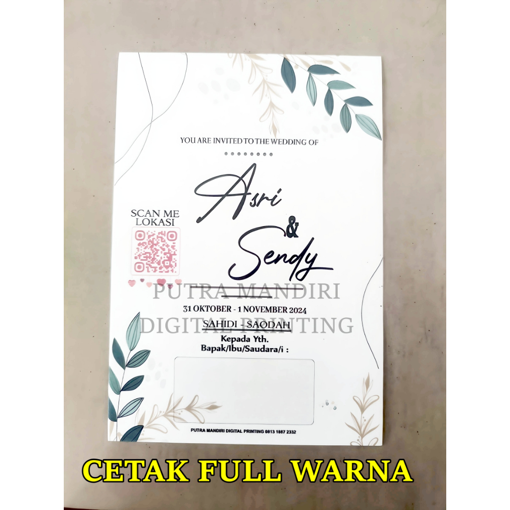 Jual Undangan Pro 057 Satu Lipat - Cetak Undangan Pernikahan Full warna ...