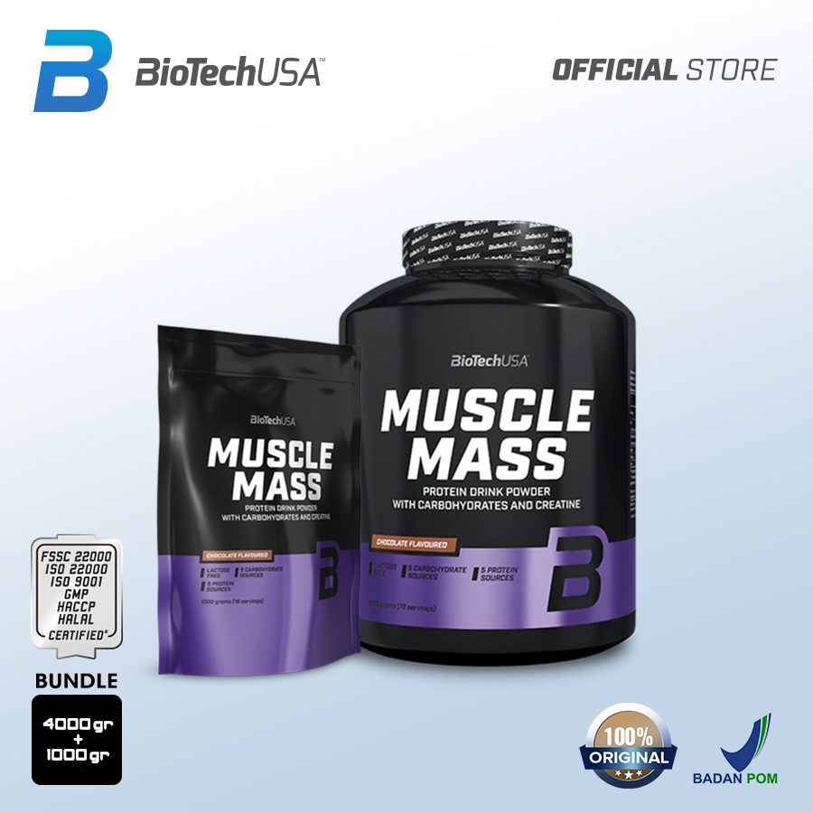 Jual BioTechUSA-Bundle Muscle Mass Gainer 11 lb (4000 gr + 1000 Gr ...