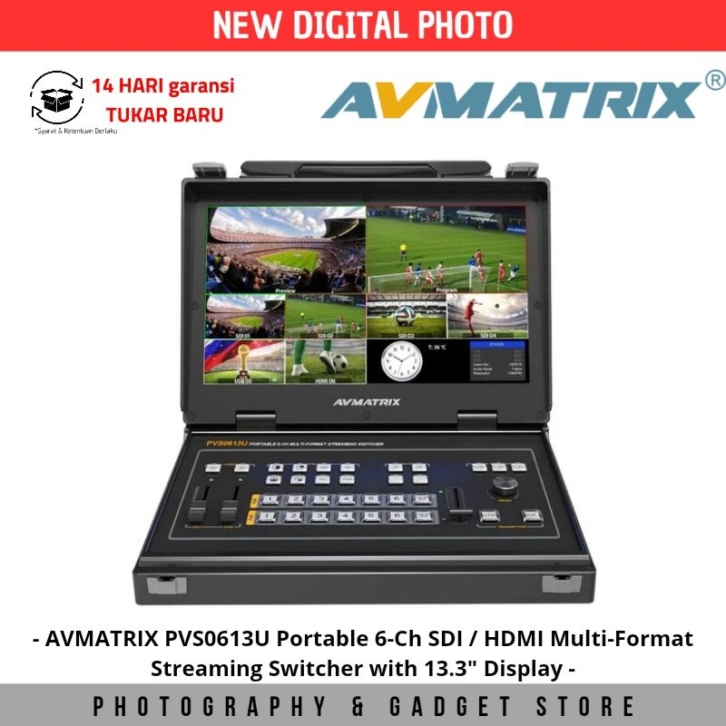 Jual AVMATRIX PVS0613U Portable 6-Ch SDI / HDMI Multi-Format Streaming Switcher with 13.3 ...