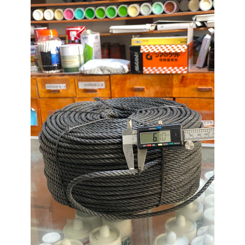 Jual tali tampar / tali tambang 6mm warna hitam / 1meter | Shopee Indonesia