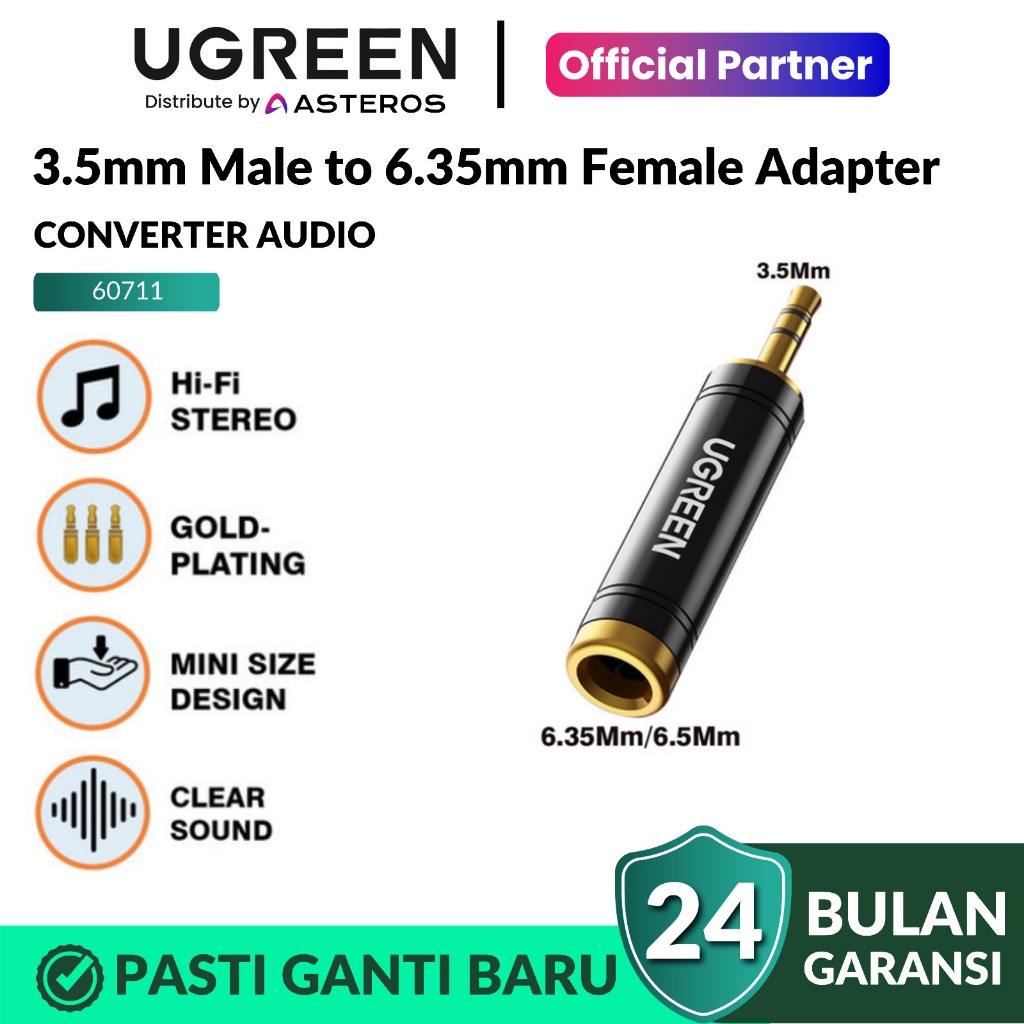 Jual UGREEN Converter Audio Jack 6.5mm Female To 3.5mm Male Adapter 60711 | Shopee Indonesia