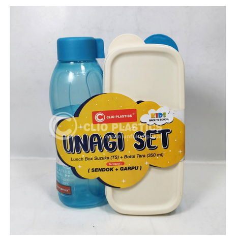 Jual Unagi Set Lunch box set botol dan tempat makan dengan sendok garpu kotak bekal sekolah BPA ...