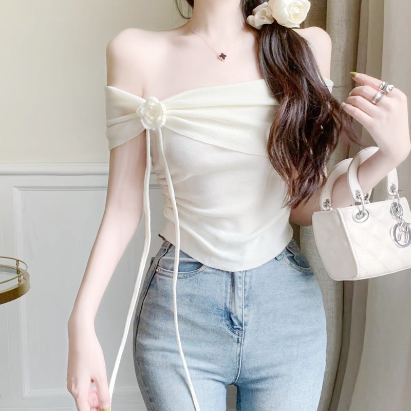 Jual AJW Sabrina Top Knit Variasi Tali Bunga HDB | Atasan Rajut Wanita ...