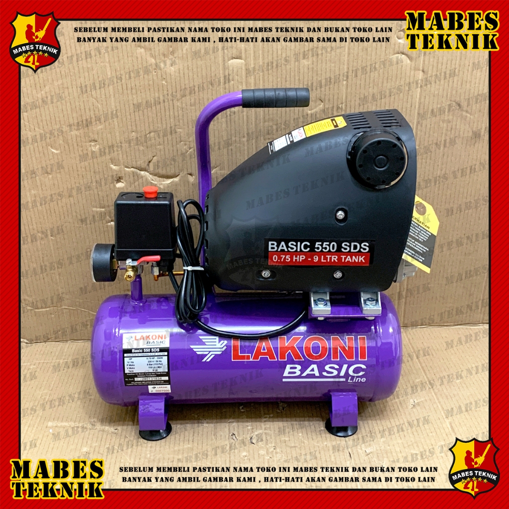 Jual MESIN KOMPRESOR LAKONI BASIC 550 SDS 0.75HP 3/4PK 9LTR COMPRESOR ...