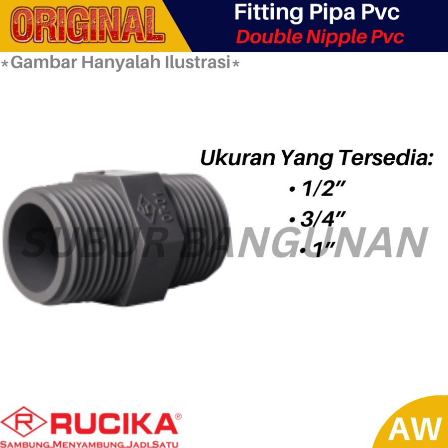 Jual Double Nepel / Double Nipple 1/2" 3/4" 1" inch PVC Rucika AW (Tebal) | Shopee Indonesia
