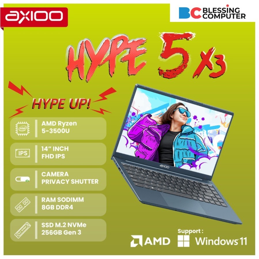 Jual AXIOO Mybook HYPE 5 AMD X3 Ryzen 5 3500U 8GB 256GB W11 - Blue ...