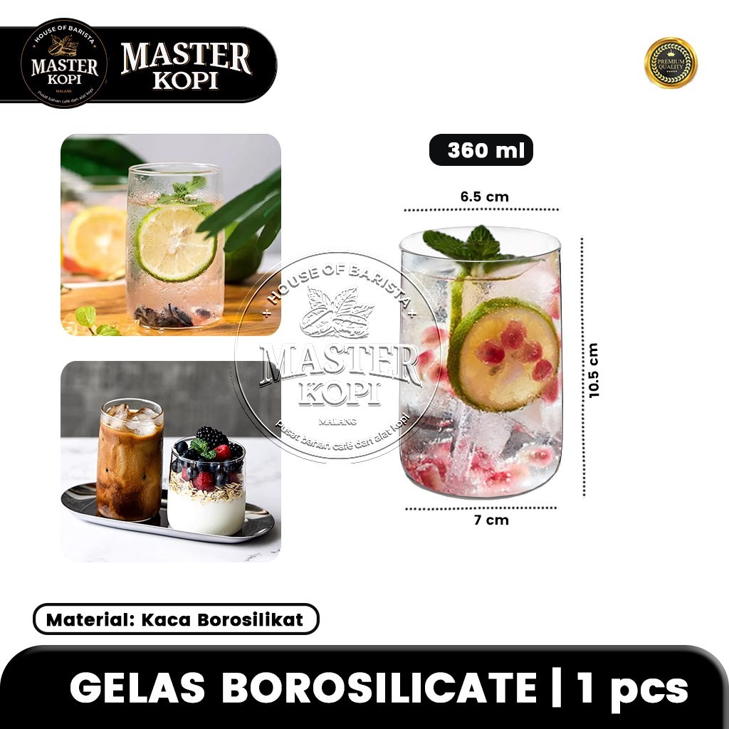 Jual Gelas Kaca Jus Kopi Cocktail Mocktail Nordic Borosilicate Glass (1 ...