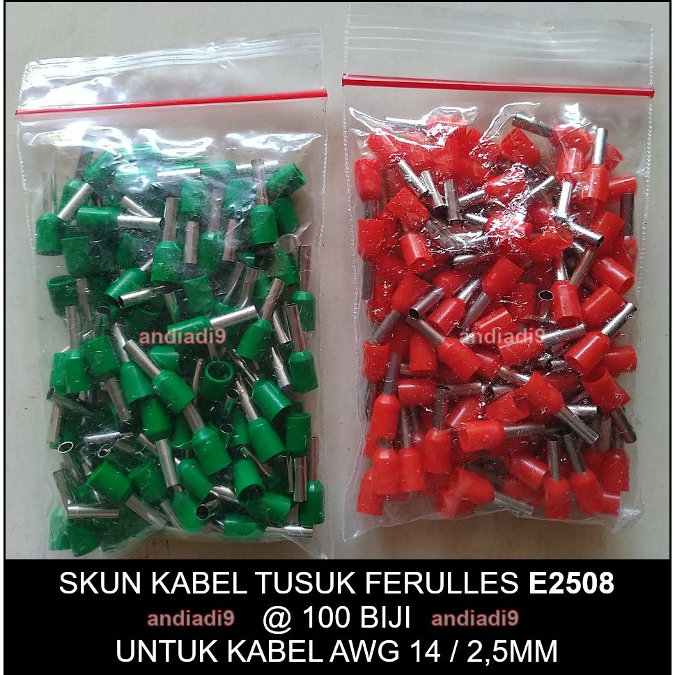 Jual SKUN KABEL TUSUK FERULLES FERRULES FERULES E2508 UNTUK KABEL AWG ...