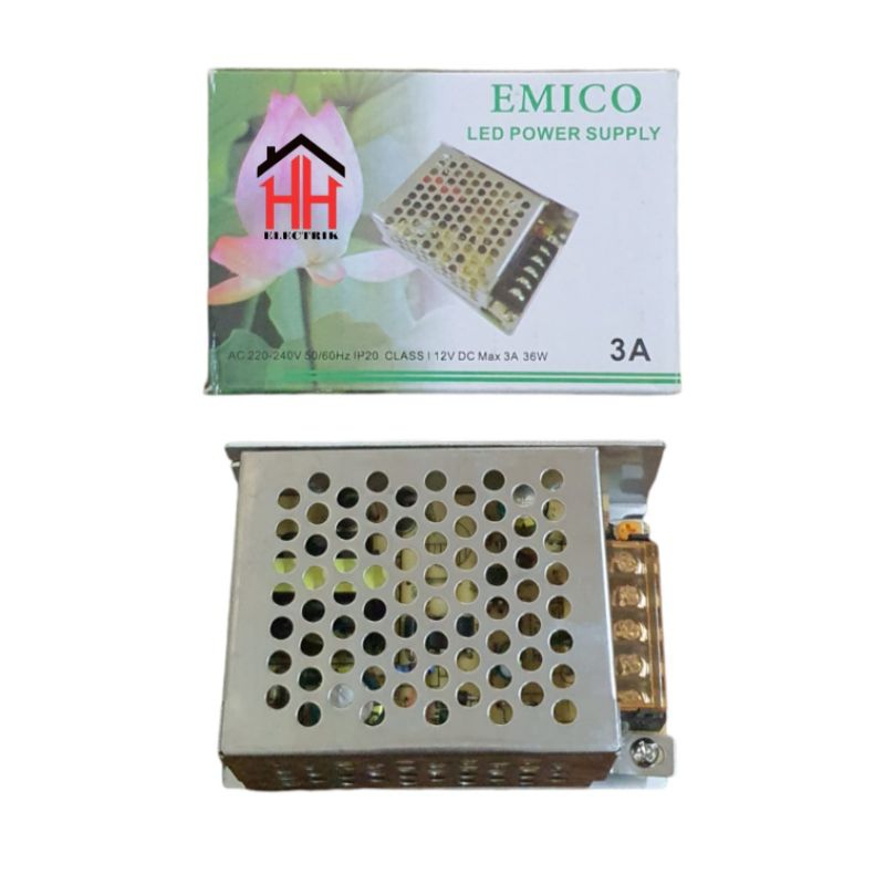 Jual EMICO POWER SUPPLY 3A TRAFO / TRAVO / ADAPTOR LED STRIP 12V 3 ...