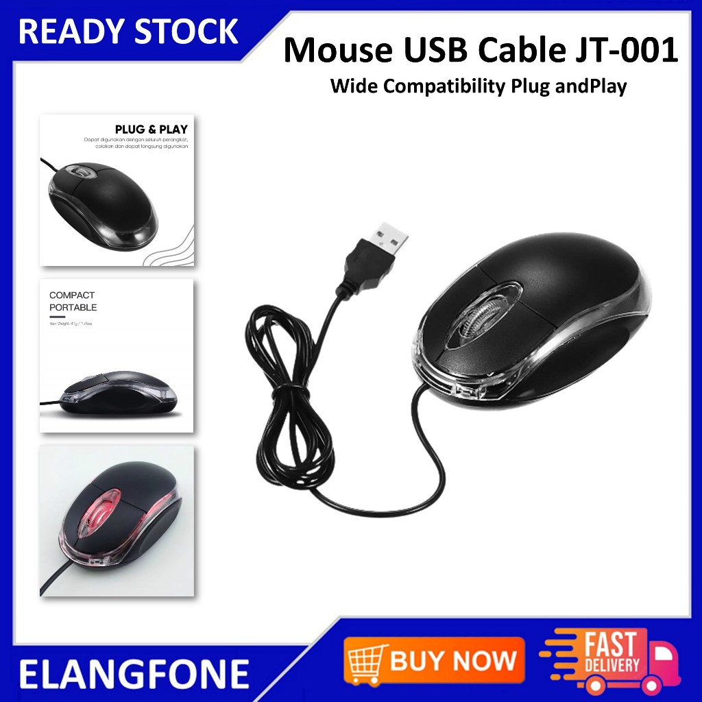 Jual YOU PIN JT-001 Mouse Lampu USB Standar Mouse Optik Lampu Kabel ...