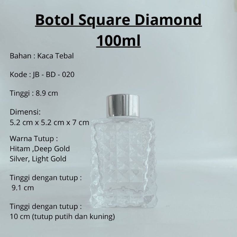 Jual Botol Diffuser Kotak Square DIAMOND Transparan 100mL | Shopee ...