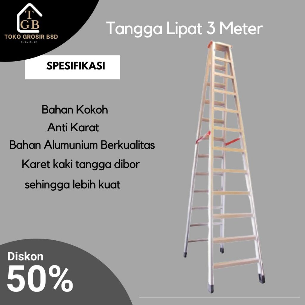 Jual Tangga Lipat 3 meter Tangga Lipat Aluminium Tangga Lipat Premium ...