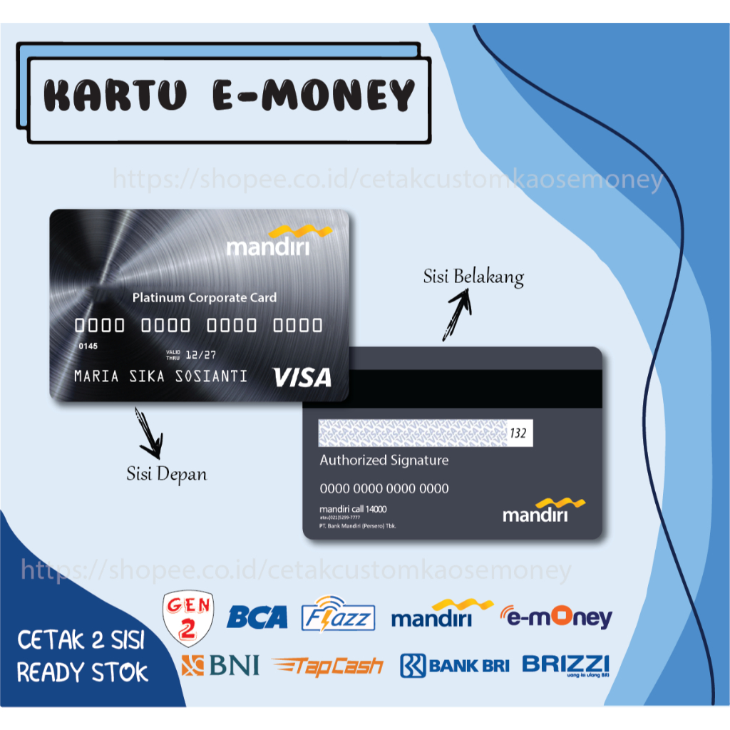 Jual KARTU E MONEY E TOLLKARTU CARD MANDIRI VISA SILVER CREDIT CARD BNI ...