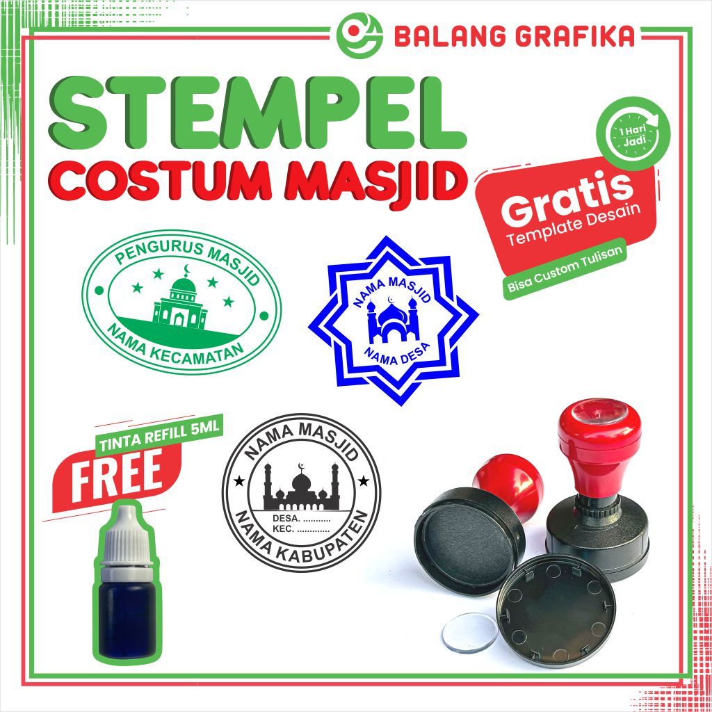 Jual Stempel Masjid Custom Cap Nama Mushola | Shopee Indonesia