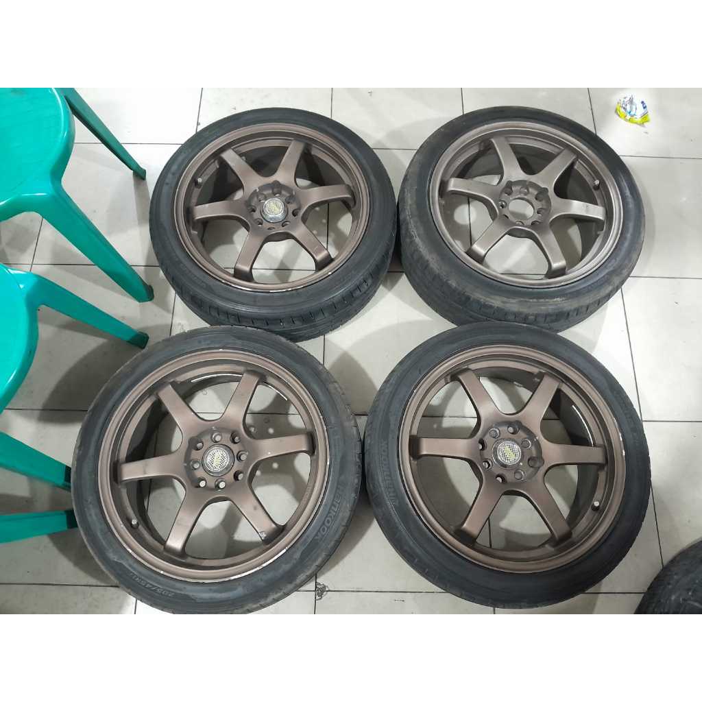 Jual VELG MOBIL VOLK RAYS RING 17 LEBAR 7 PCD 4X100, 4X114 ET38 + BAN HANKOOK 205 45 R17 ...