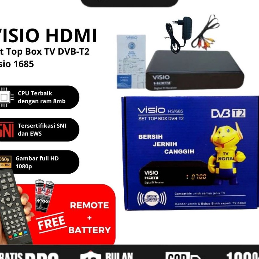 Jual KP8 KORONTO Visio HS1685 Set Top Box DVBT2 Televisi STB Full HD ...