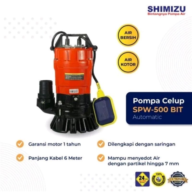 Jual SHIMIZU SPW 500 BIT POMPA CELUP SHIMIZU OTOMATIS 500WATT | Shopee ...