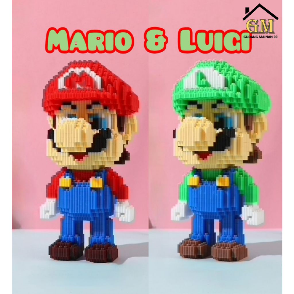 Jual Nano Blocks Medium Super Mario & Luigi Series 3D Model, Mainan ...