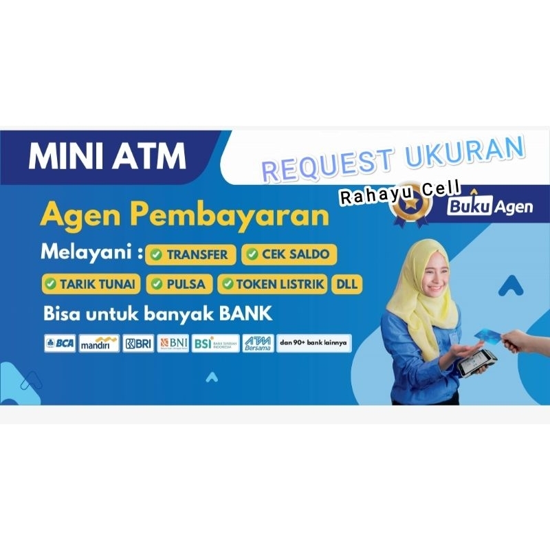 Jual SPANDUK BANNER (Custom size) MINI ATM BUKU AGEN per M2 | Shopee Indonesia
