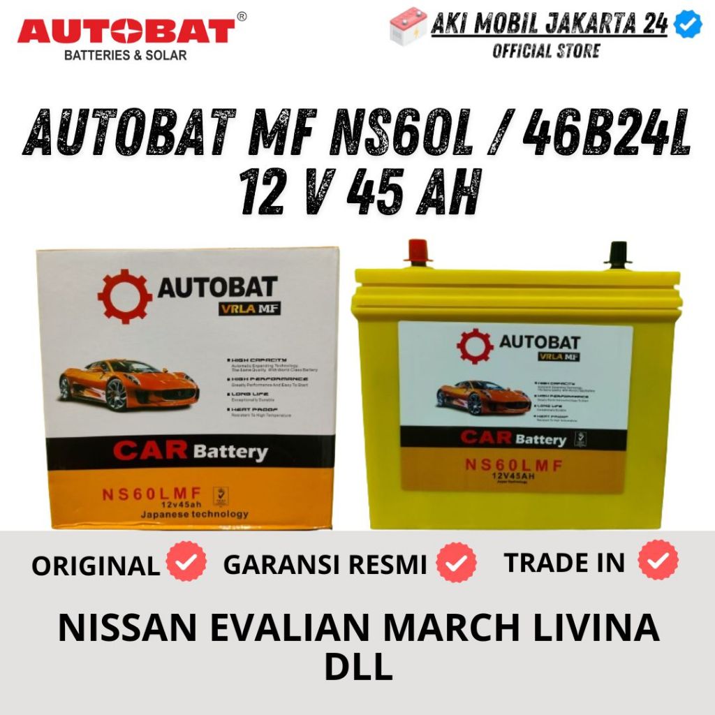 Jual AKI KERING NS60L/NS60LS +SLONGSONG 12 V 45 Ah YARIS ETIOS SIENTA ...