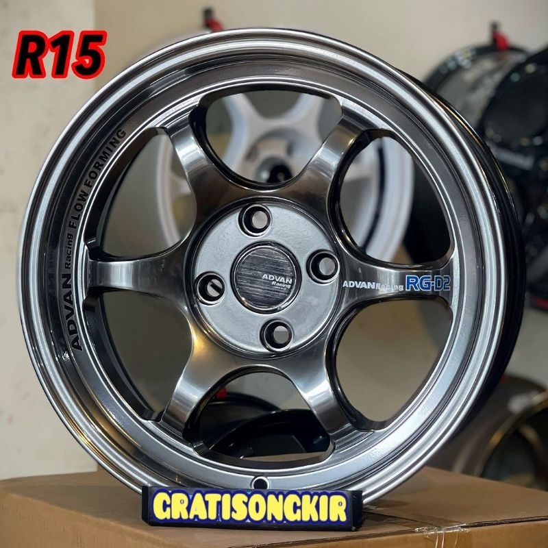Jual velg mobil ring 15 ADVAN RG D2 FLOW FORMING PCD 4X100 LEBAR 7 ET ...
