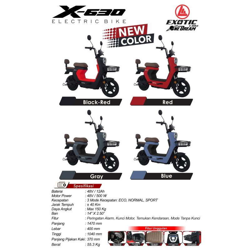 Jual Sepeda listrik / Ebike Exotic X630 By Pacific Garansi resmi ...