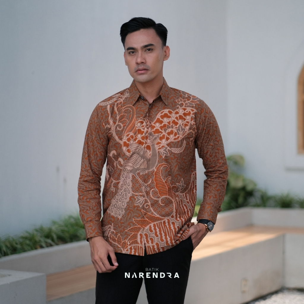 Jual BATIK NARENDRA MOTIF PARANGPUSPA TERRACOTTA Kemeja Batik Pria Premium Lengan Panjang ...