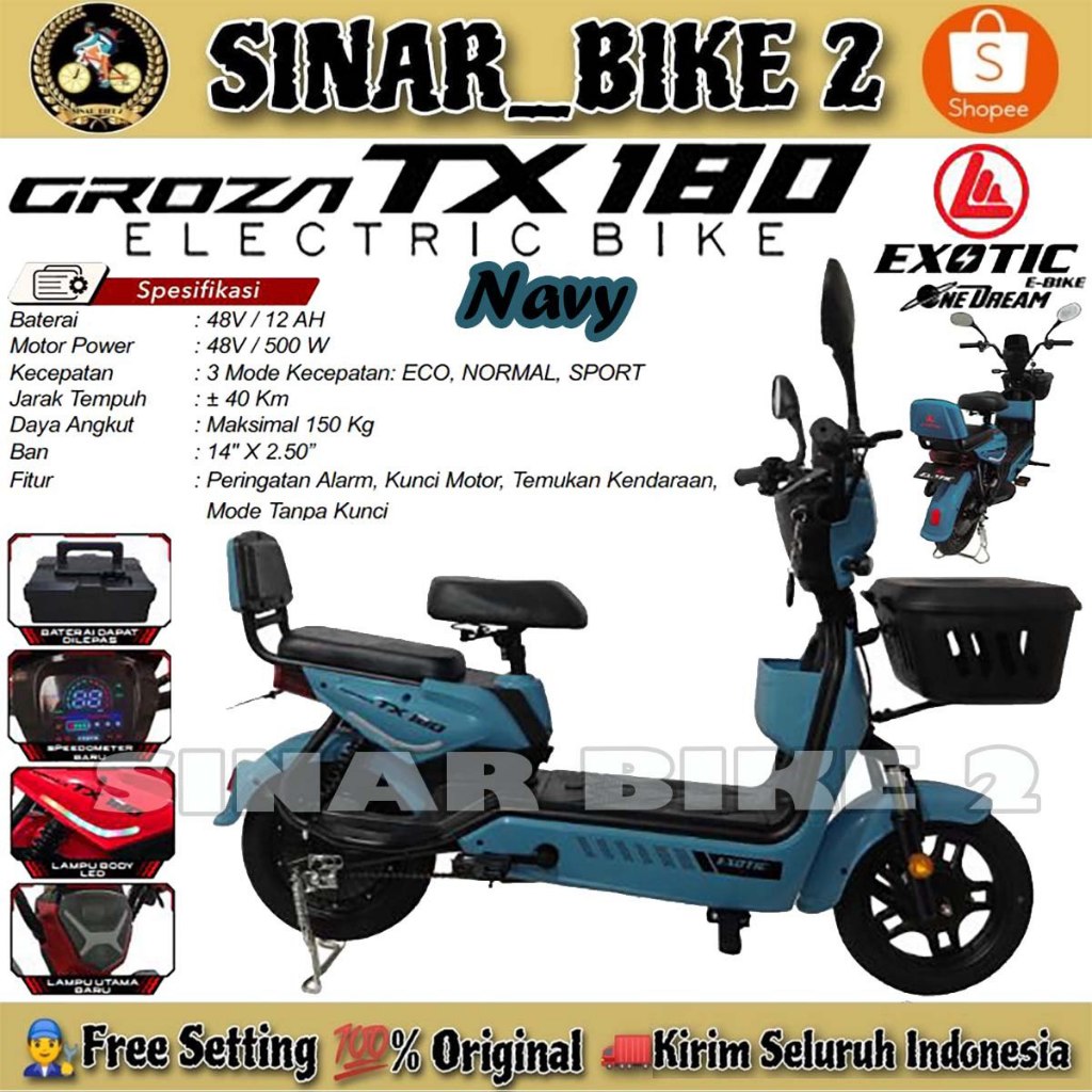 Jual Sepeda Listrik EXOTIC GROZA TX 180 BY PACIFIC 500 Watt Electric E ...