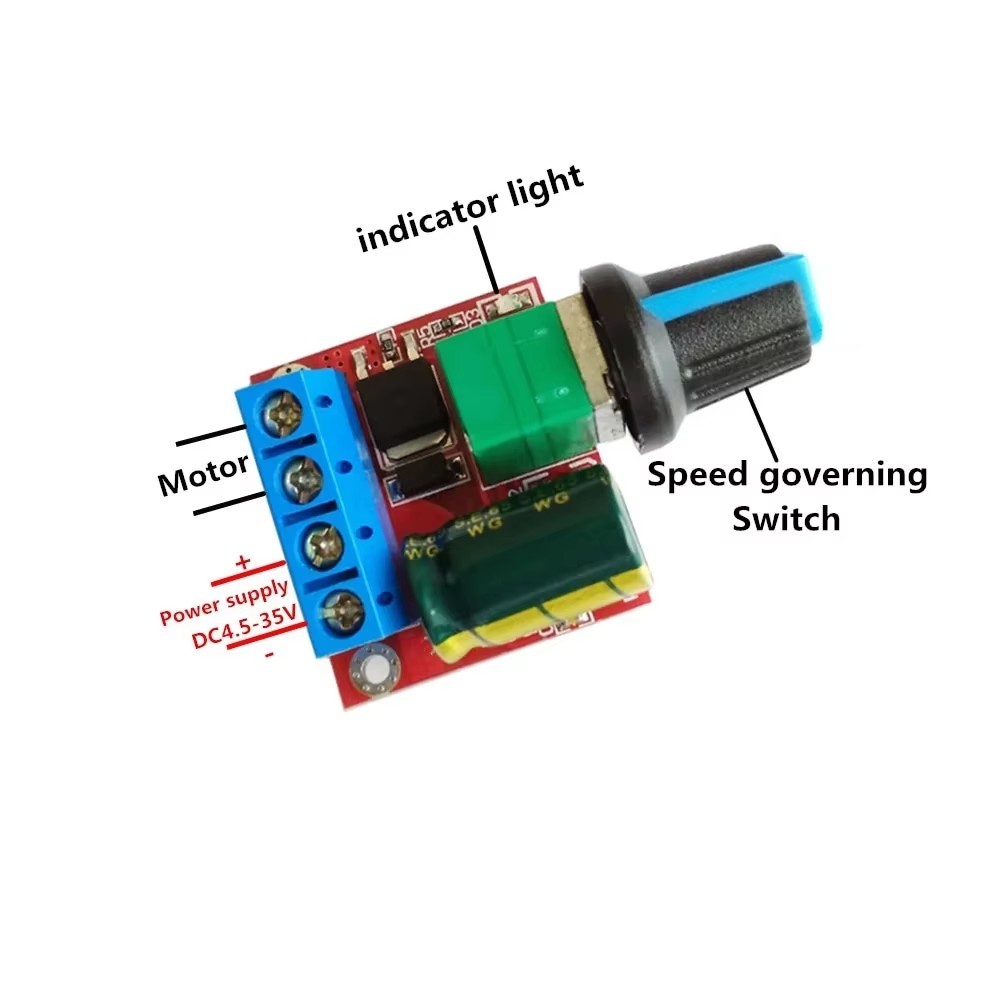Jual Mini DC Motor PWM Speed Controller 5A 90W 4.5V-35V LED | Shopee ...