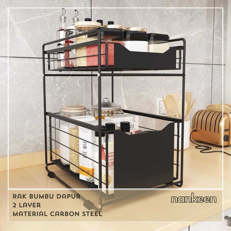 Jual nankeen - Rak Bumbu Dapur Minimalis/Rak Multifungsi 2 Layer/Rak ...