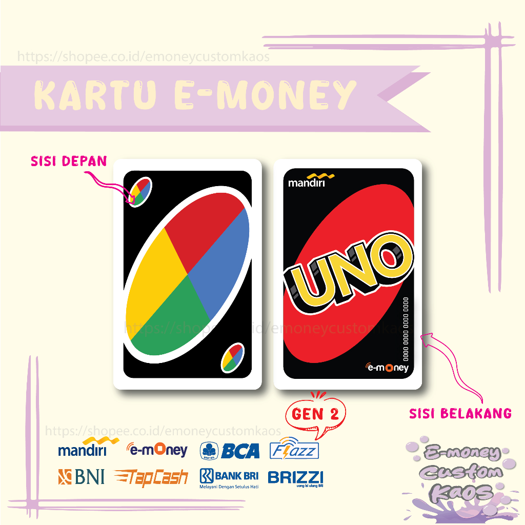 Jual KARTU EMONEY UNO CARD WILD HITAM BLACK E MONEY ETOLL MANDIRI FLAZZ ...