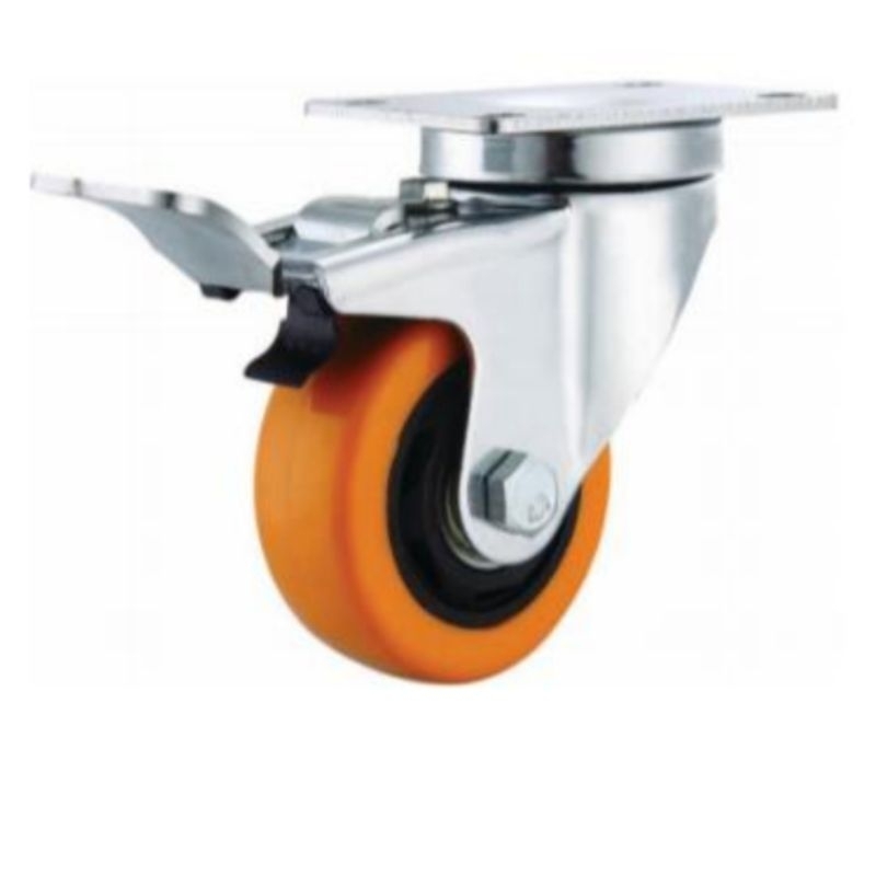 Jual 4 Inch Rem Roda Caster PVC Double Bearing Orange Hitec | Shopee ...