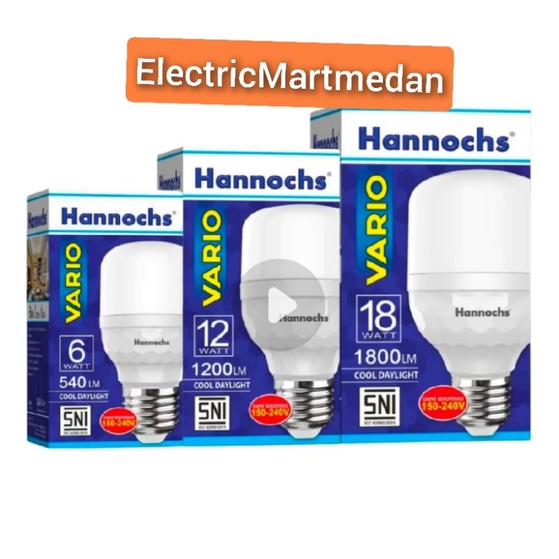 Jual bola lampu led hannoch vario 6w,12w,18w/bohlam hannoch led vario 6 ...