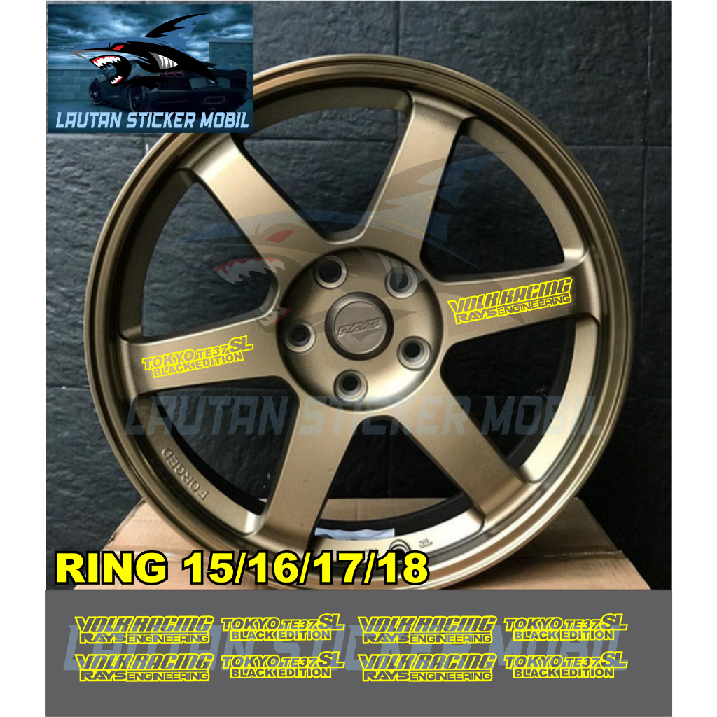 Jual 1SET/8PCS CUTTING STIKER VELK VOLK RACING TE37 TOKYO BLACK VLEK ...