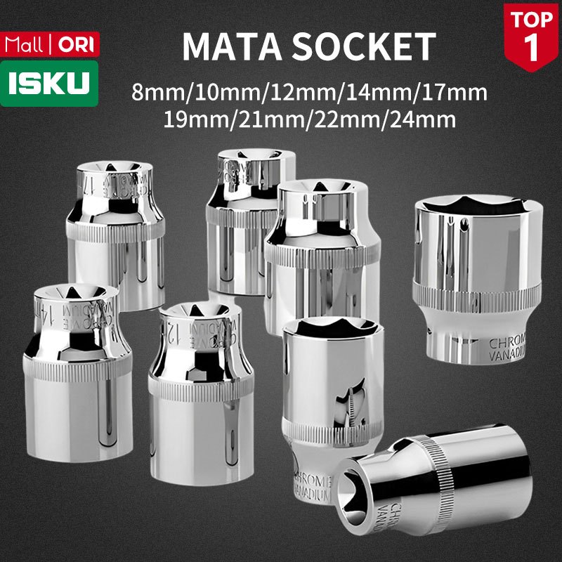 Jual ISKU Mata Socket Kunci Sock 1/2 6pt Mata Sok Ukuran 8 - 24 mm Chrome 50BV75 /Alat Perkakas ...