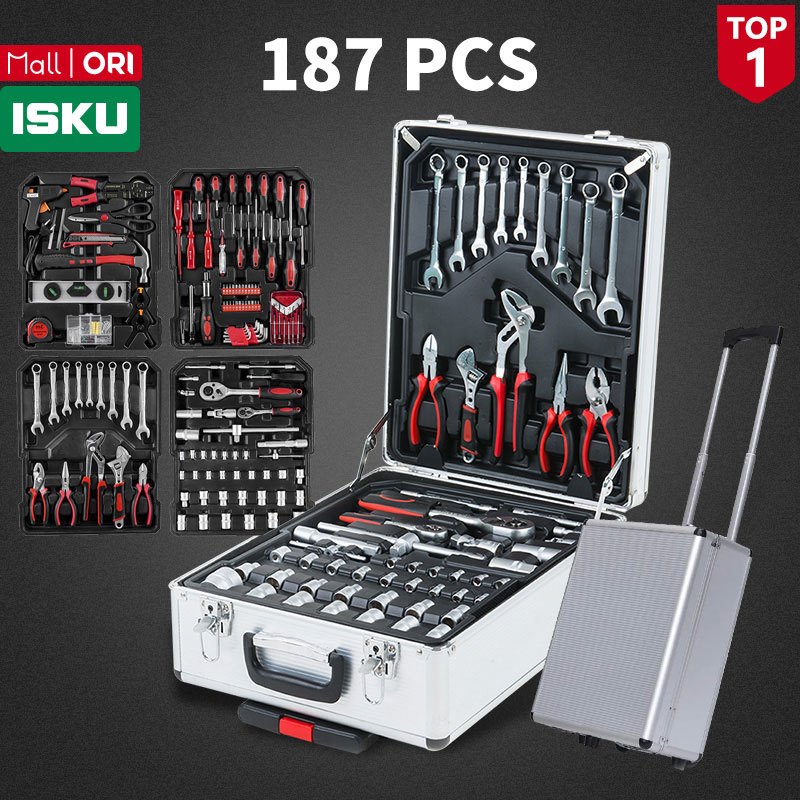 Jual Isku Set Alat 187 Buah Set Perkakas Rrumah Fitur Lengkap Dan Serbaguna Tas Perkakas Tukang ...