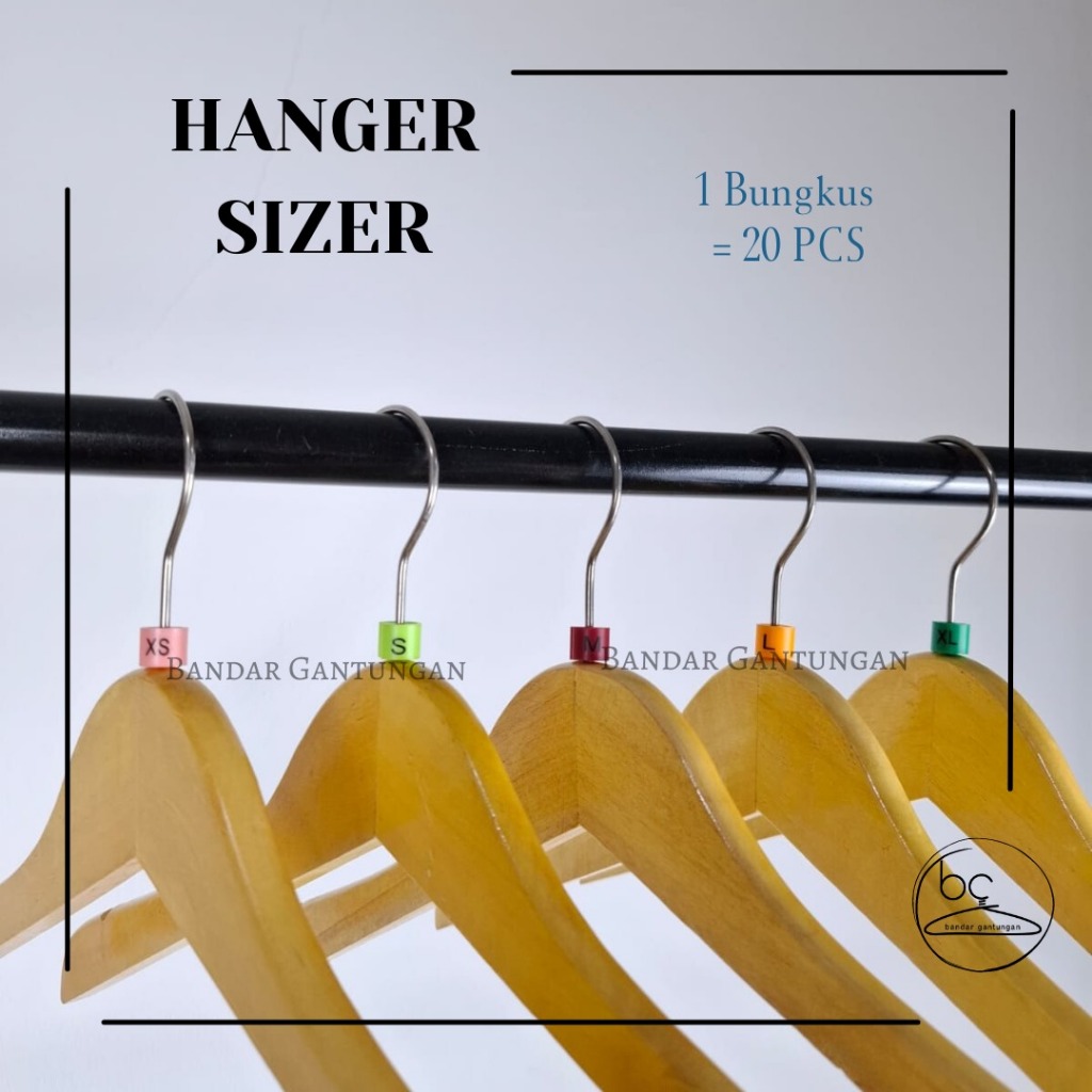 Jual 20 PCS Snap Retail Clothes Hanger Size Markers Garment Tags Cincin ...